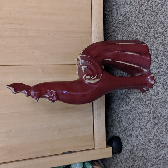 Accents | Vintage Rust Red Ceramic Rooster Trimmed In Tan | Poshmark
